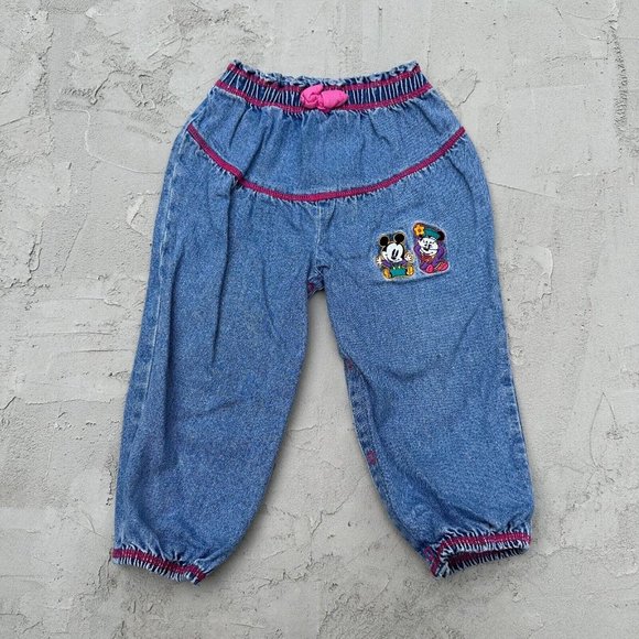 Disney | Bottoms | Vintage Disney Baby Mickey Minnie Mouse Denim Snap ...